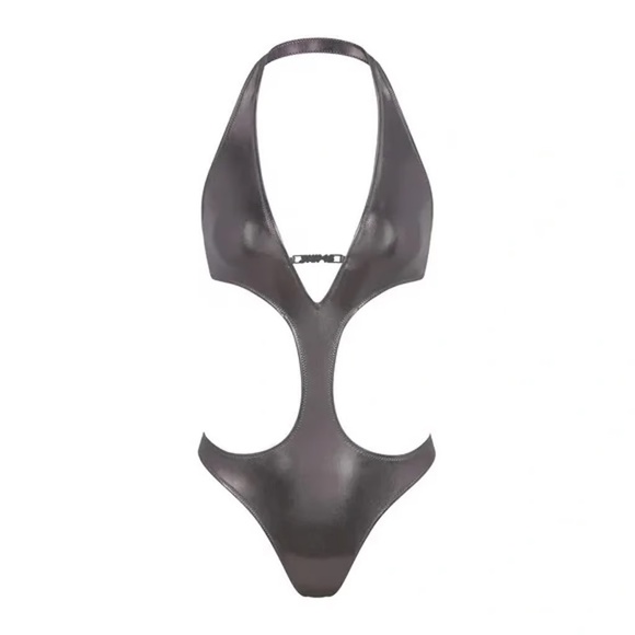 SKIMS | Swim | Skims Metallic Swim Halter Monokini One Piece Swimsuit ...